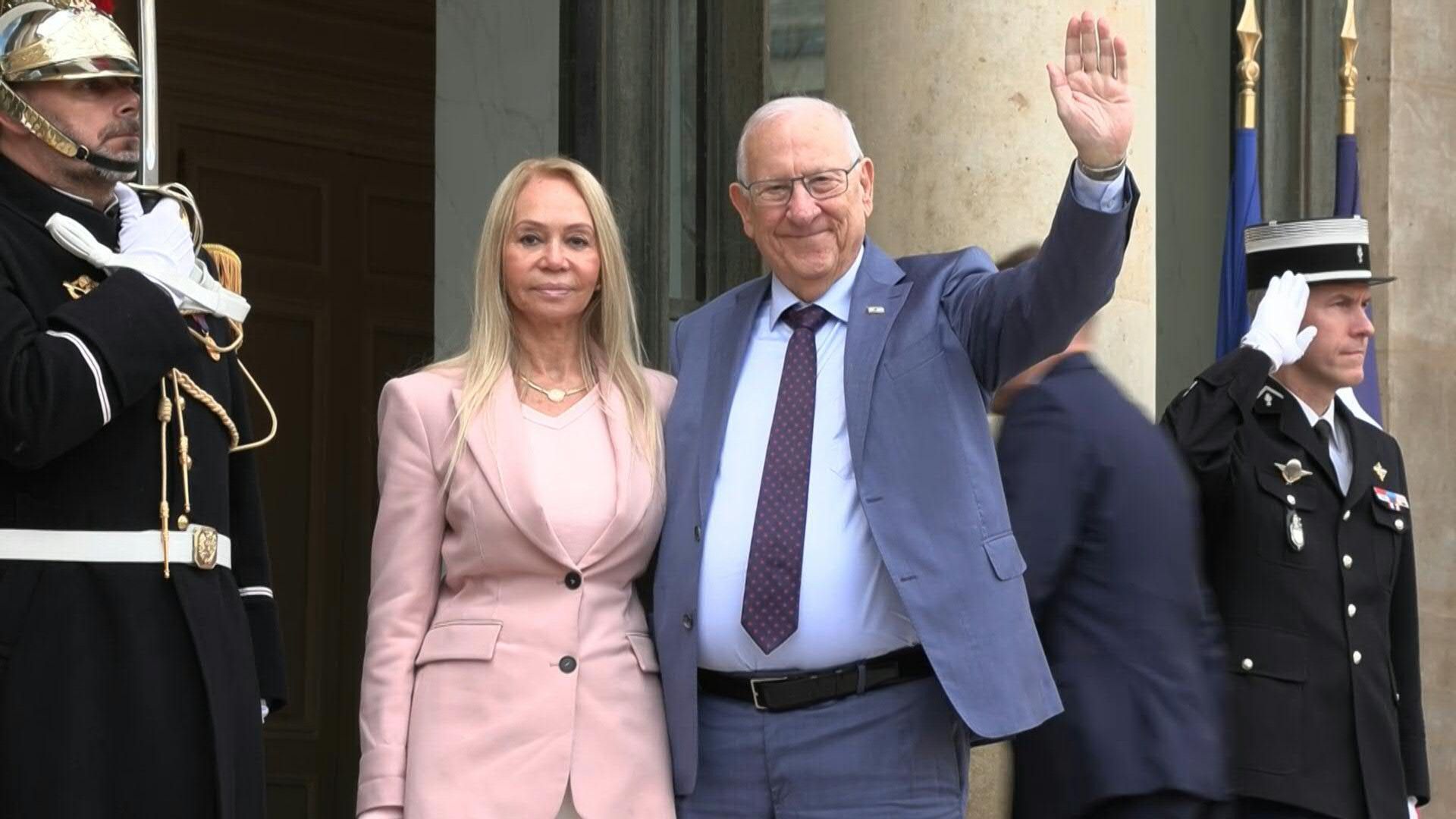 Former Israeli President Reuven Rivlin received at the Elysee in Paris