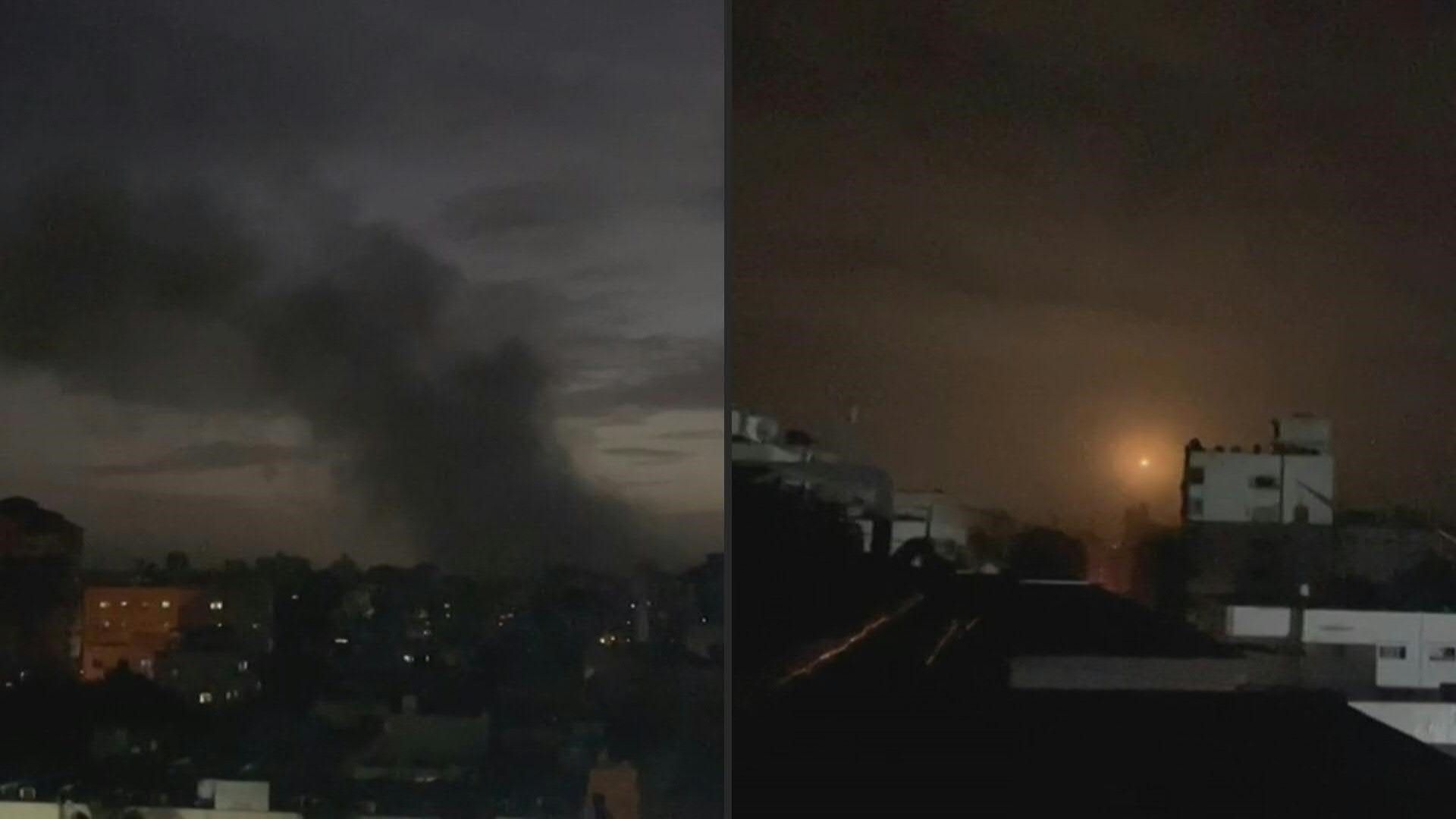 Smoke and flares over eastern Gaza as seen from Al-Shifa hospital in ...