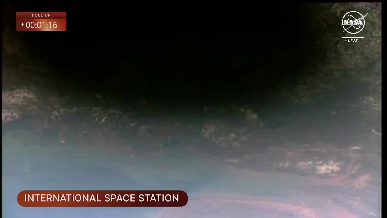 Moon's shadow seen from space during total solar eclipse Moon's shadow seen from space during total solar eclipse